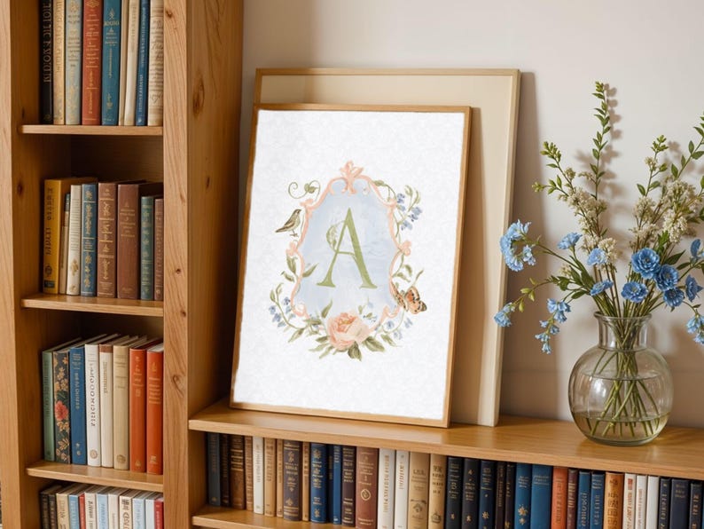 Regency Era Inspired Letter A Wall Art Printable, Alphabet Initial ...