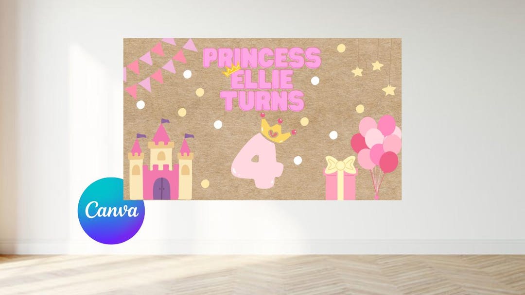 Personalized Princess Castle Birthday Banner (instant Download) - Etsy
