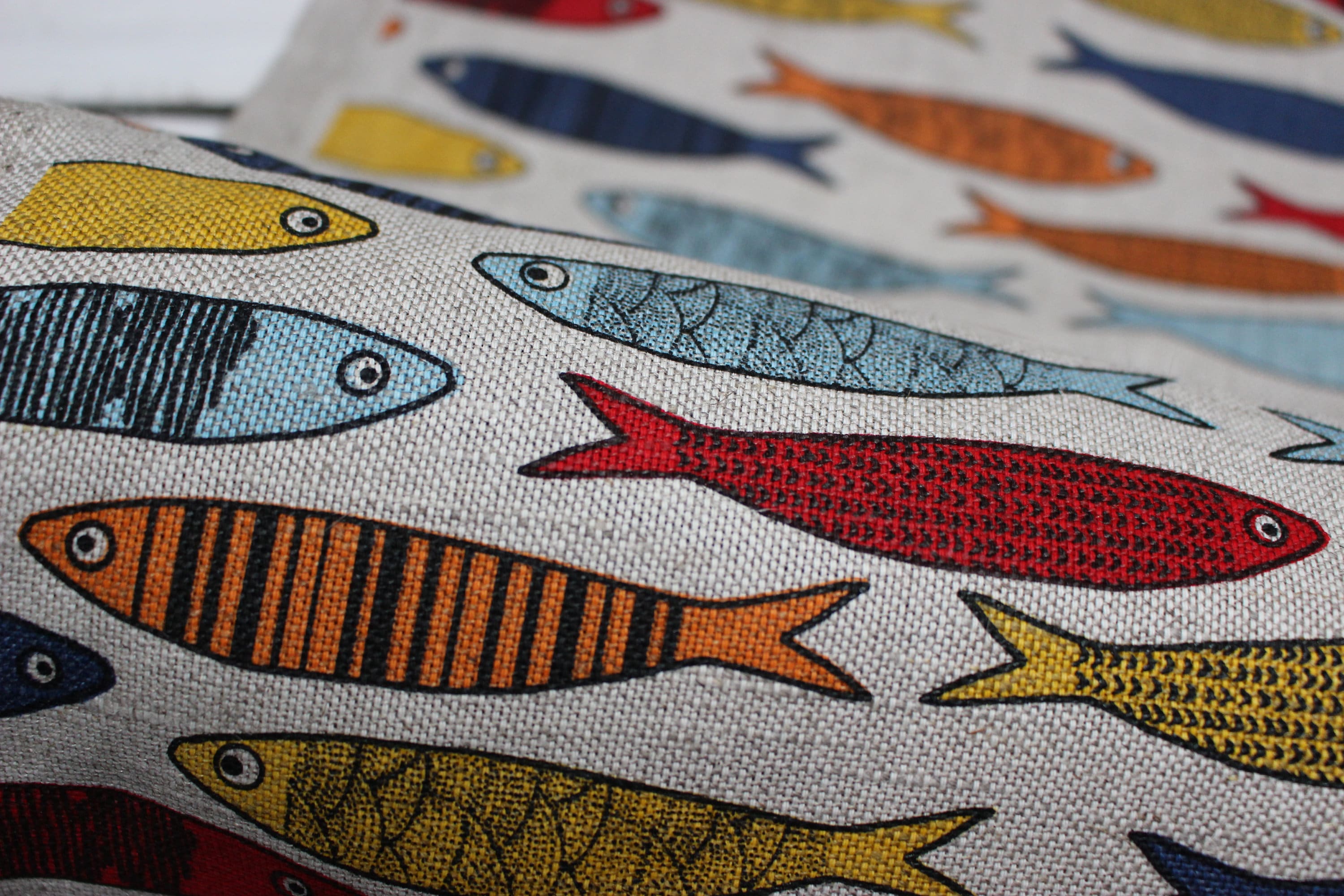 Fish Pattern Linen Fabric, Home Textiles, by the Half Meter - Etsy