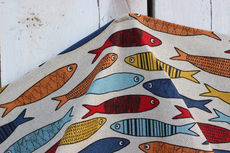 Towel With Colored Fish, Linen Tea Towel, Kitchen Towel, Dish Towel ...
