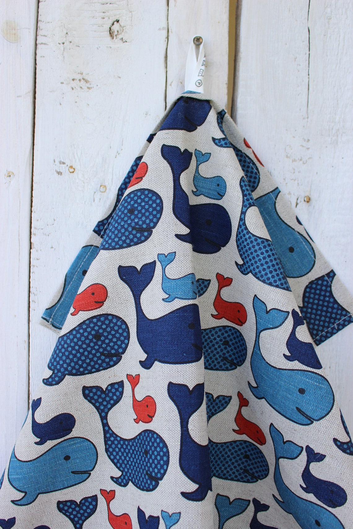 Tea Towel With Whales Print Kitchen Linen Towel Christmas - Etsy