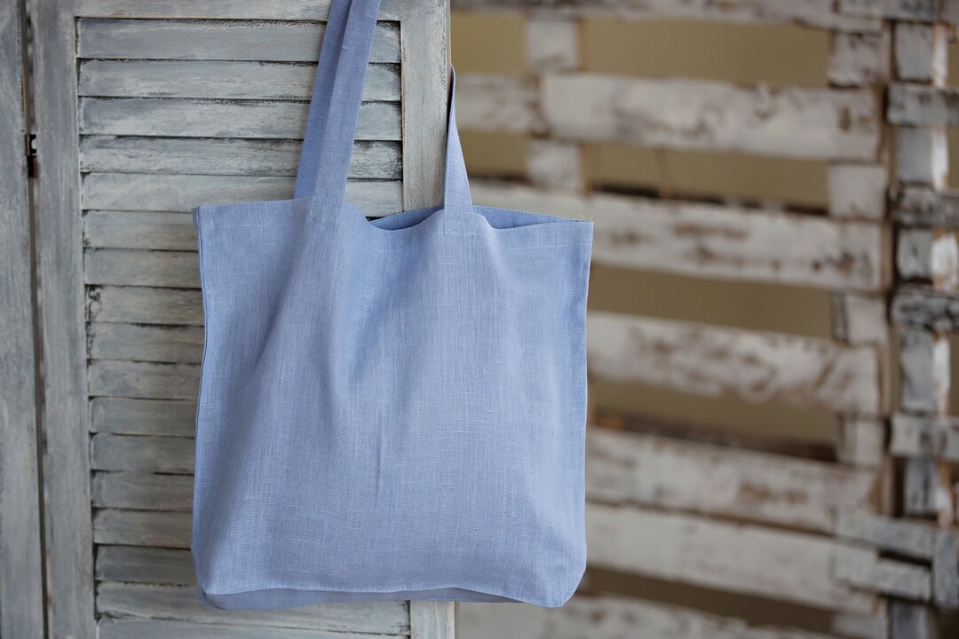 Lavender Linen Tote Bag, Linen Canvas Shopping Bag, Blue Linen Big ...