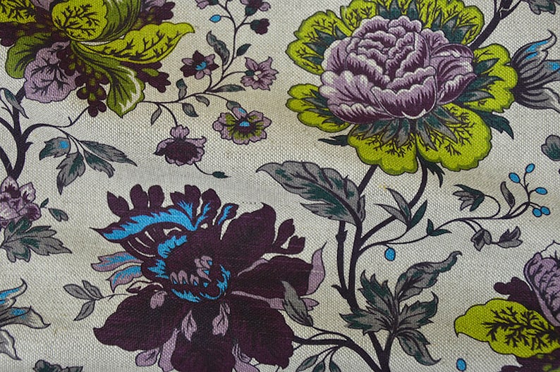 Flowers Summer Style Linen Fabric Printed Linen fabric by | Etsy