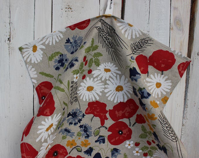 Linen Tea Towel With Meadow Flowers Kitchen Linen Towel With - Etsy