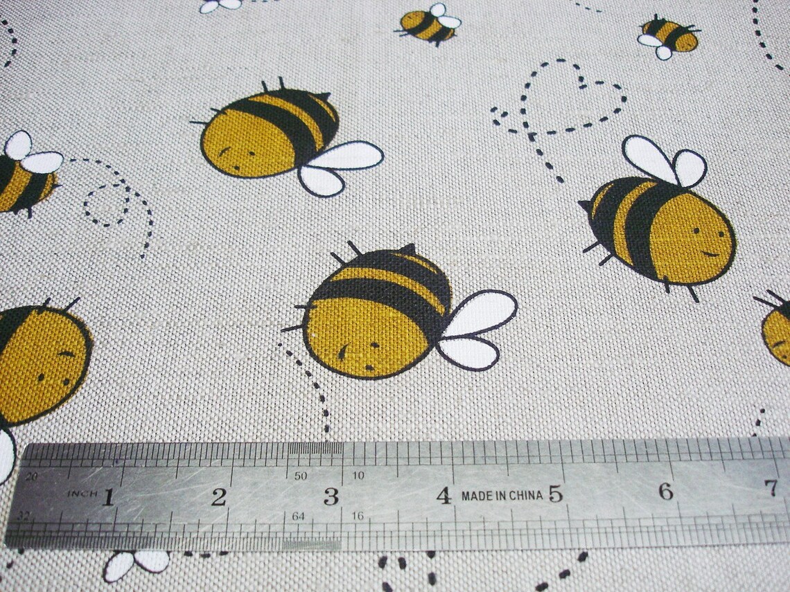 Linen Tablecloth With Bees Print Custom Size Cottage Decor - Etsy