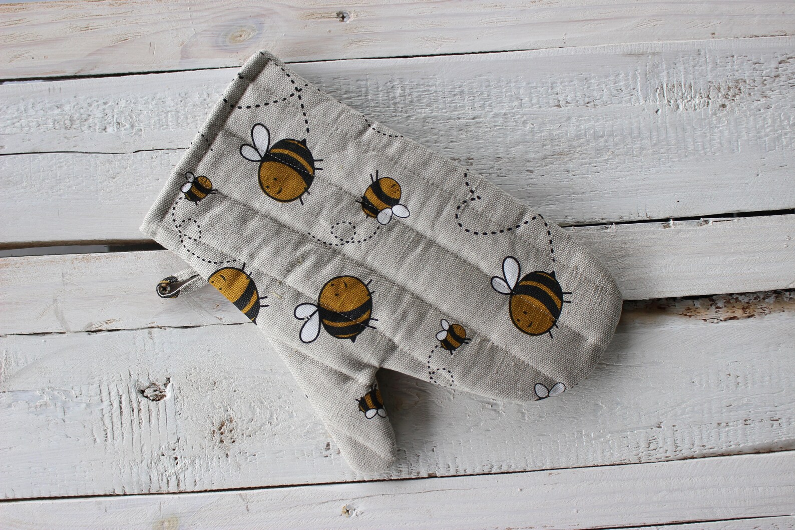 Kitchen gloves with Bees Linen Glove Christmas gift for the | Etsy