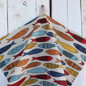 Towel With Colored Fish, Linen Tea Towel, Kitchen Towel, Dish Towel ...