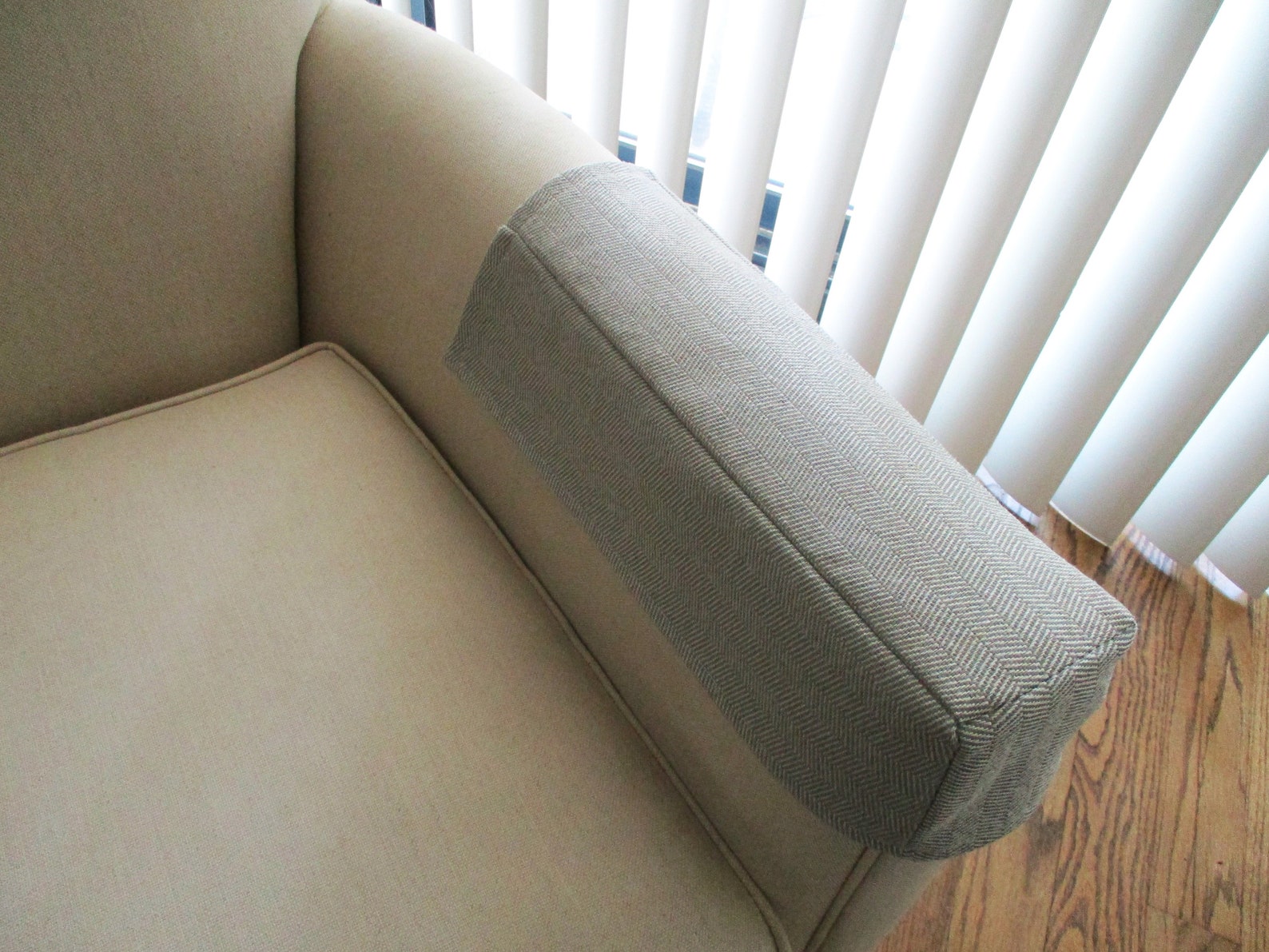Armrest Covers for Furniture, Gray Herringbone, Upholstery Fabric Chair ...