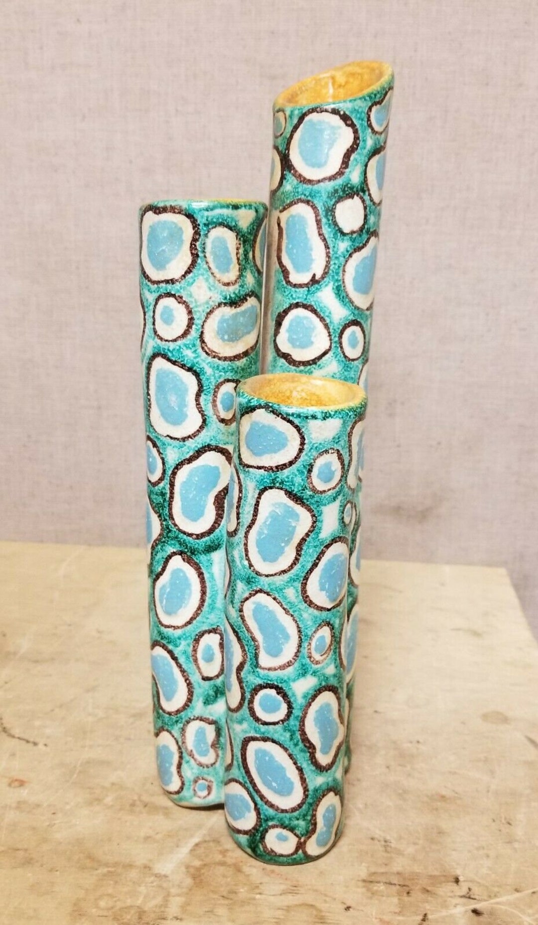 Mid Century Modern MCM Italy Art Pottery Staggered Amoeba Vase - Etsy
