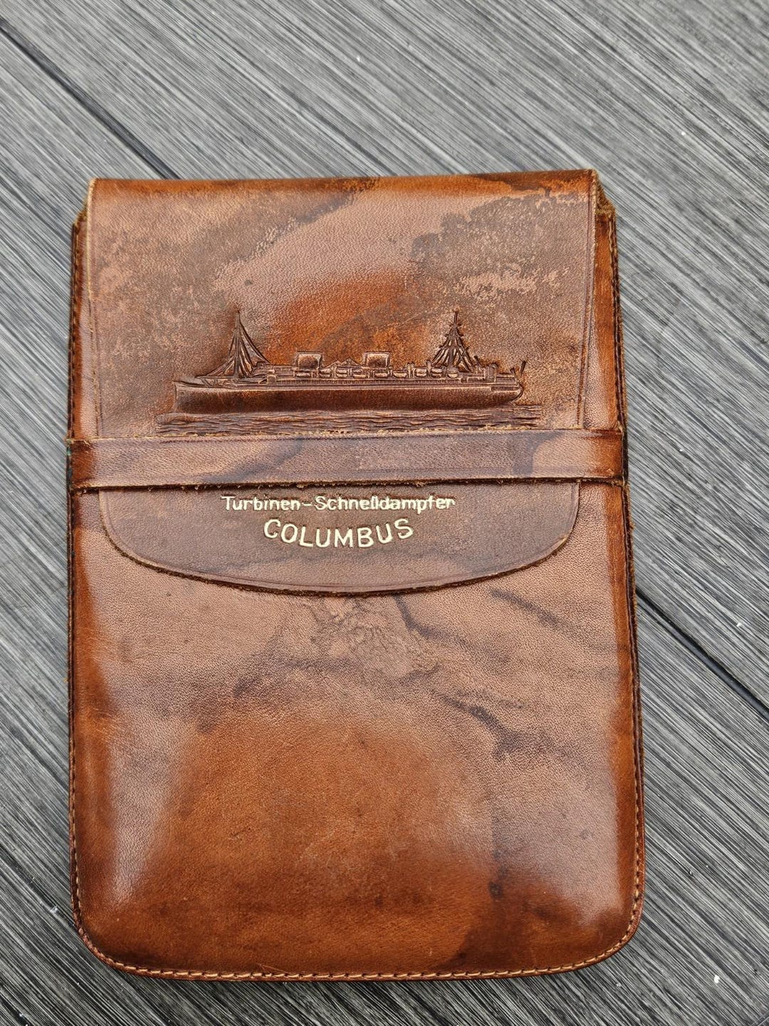 Vintage SS Columbus Steamship Leather Document Holder - Etsy