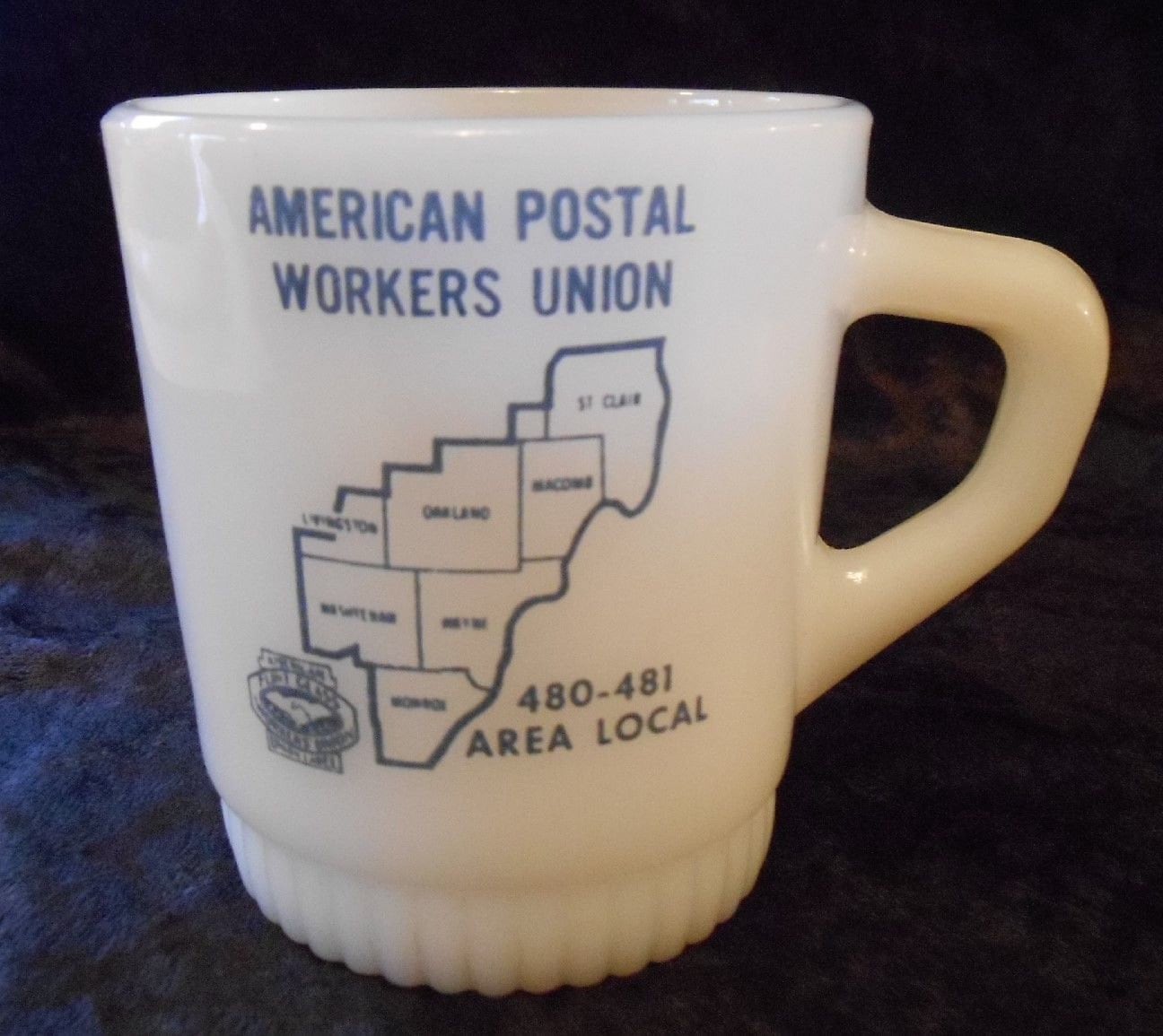 Vintage Fire King Milk Glass Coffee Mug Postal Workers Union ...