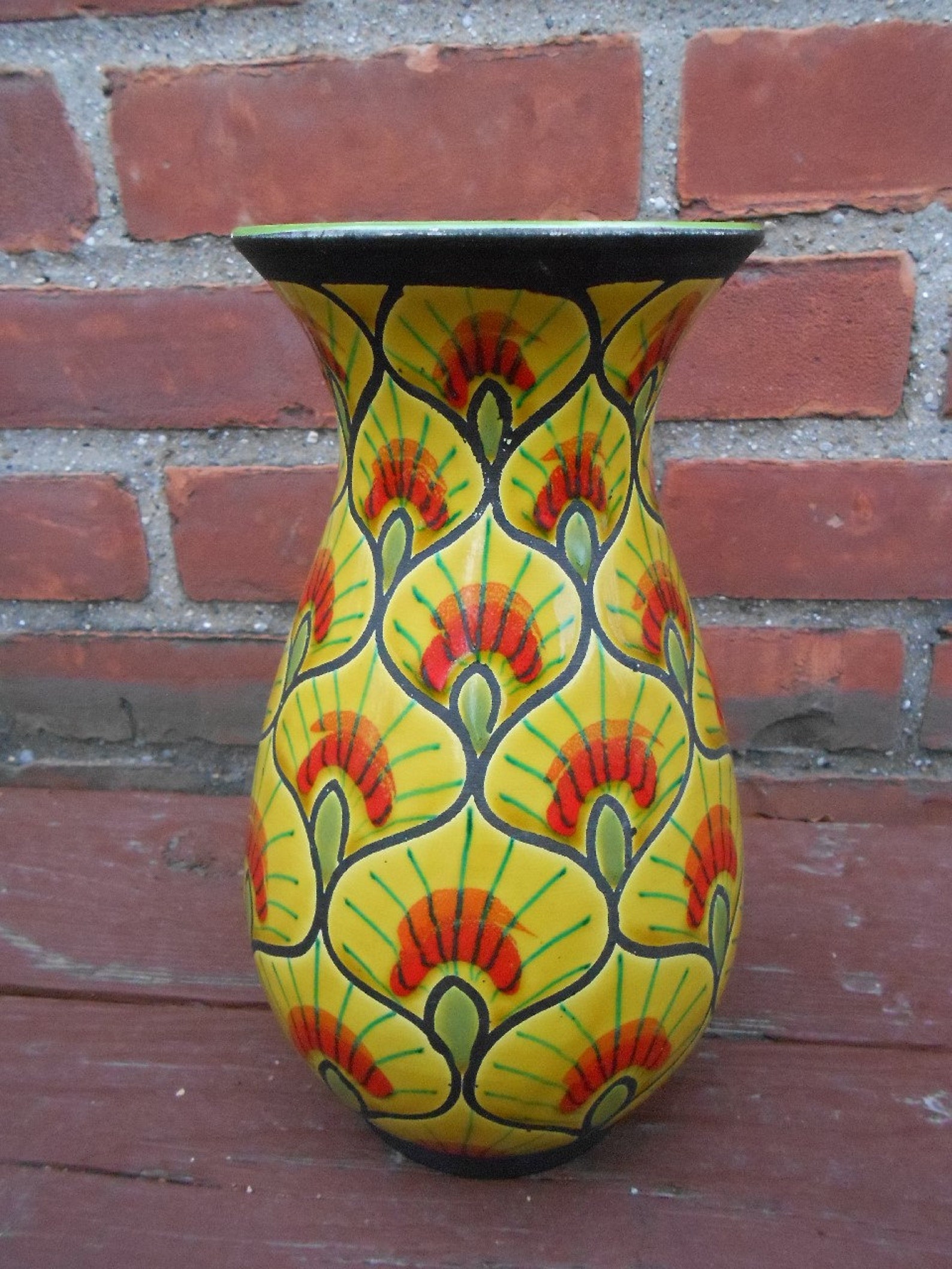 Mid Century Italian Bitossi Peacock Feather Hand Painted Vase - Etsy