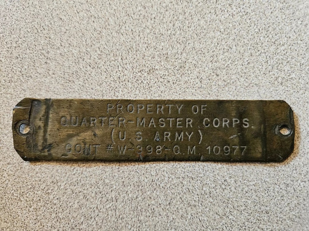 Vintage US Army Quartermaster Corps Brass Tag Ford Motor Company ...