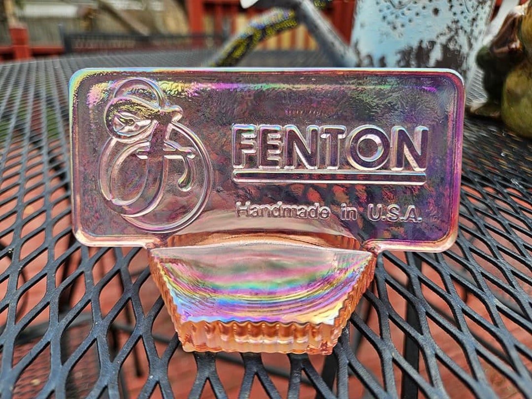 Vintage Fenton Glass Logo Dealer Sign Pink Iridized - Etsy