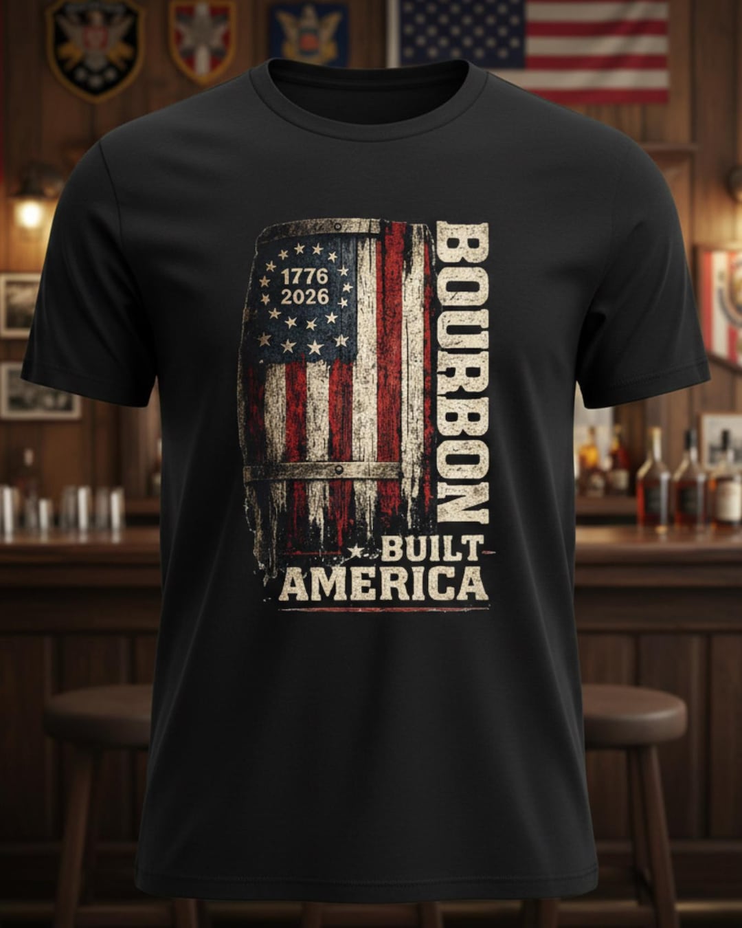Bourbon Built America Shirt, Patriotic Whiskey, 1776 2026 Bourbon Tee ...