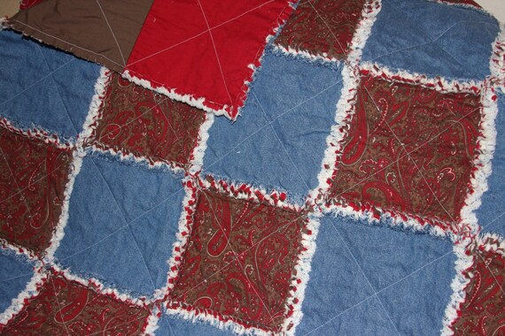 Items similar to Paisley and Denim Rag quilt on Etsy