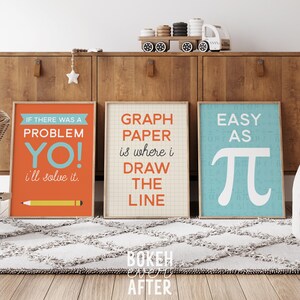 Math Classroom Poster Set, Printable Gallery Wall Art, Stem Pun Prints ...