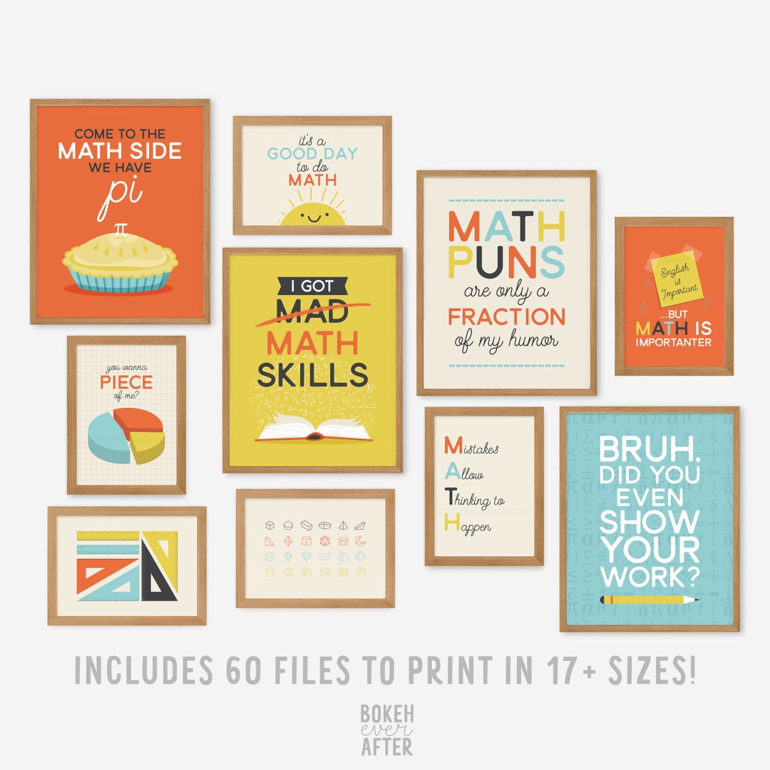 Math Classroom Poster Prints Set of 10, Printable Gallery Wall Art ...