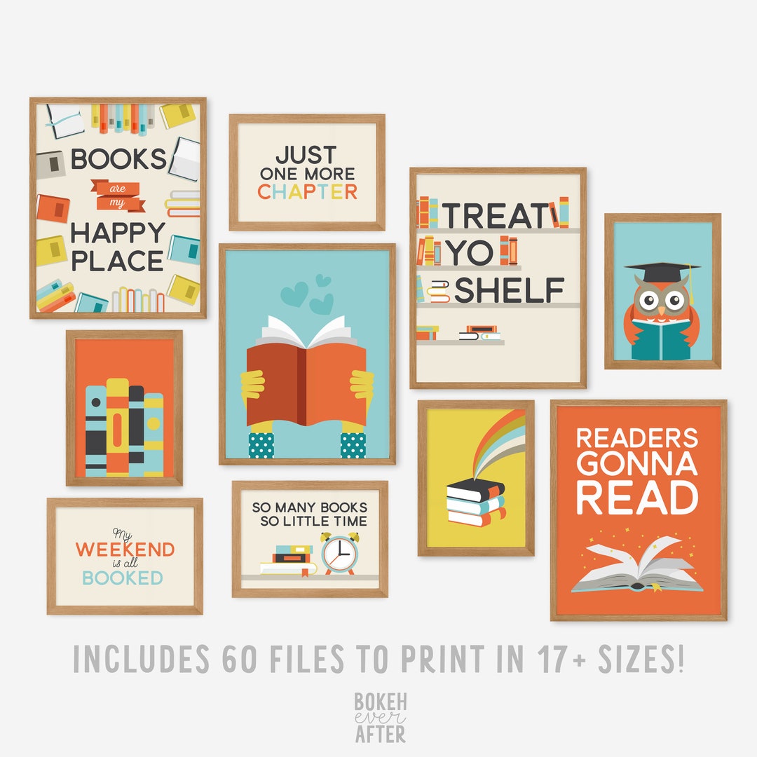 Reading Classroom Poster Set, Printable Gallery Wall Art, Book Pun ...