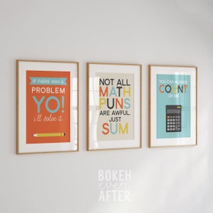 Math Classroom Poster Set, Printable Gallery Wall Art, Stem Pun Prints ...