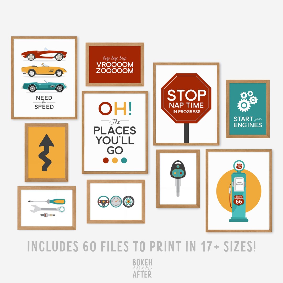 Race Car Printables, Modern Kids Poster Set, Printable Gallery Wall Art ...