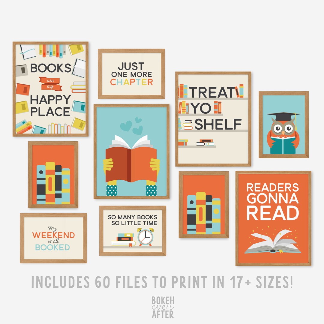 Reading Classroom Poster Set, Printable Gallery Wall Art, Book Pun ...