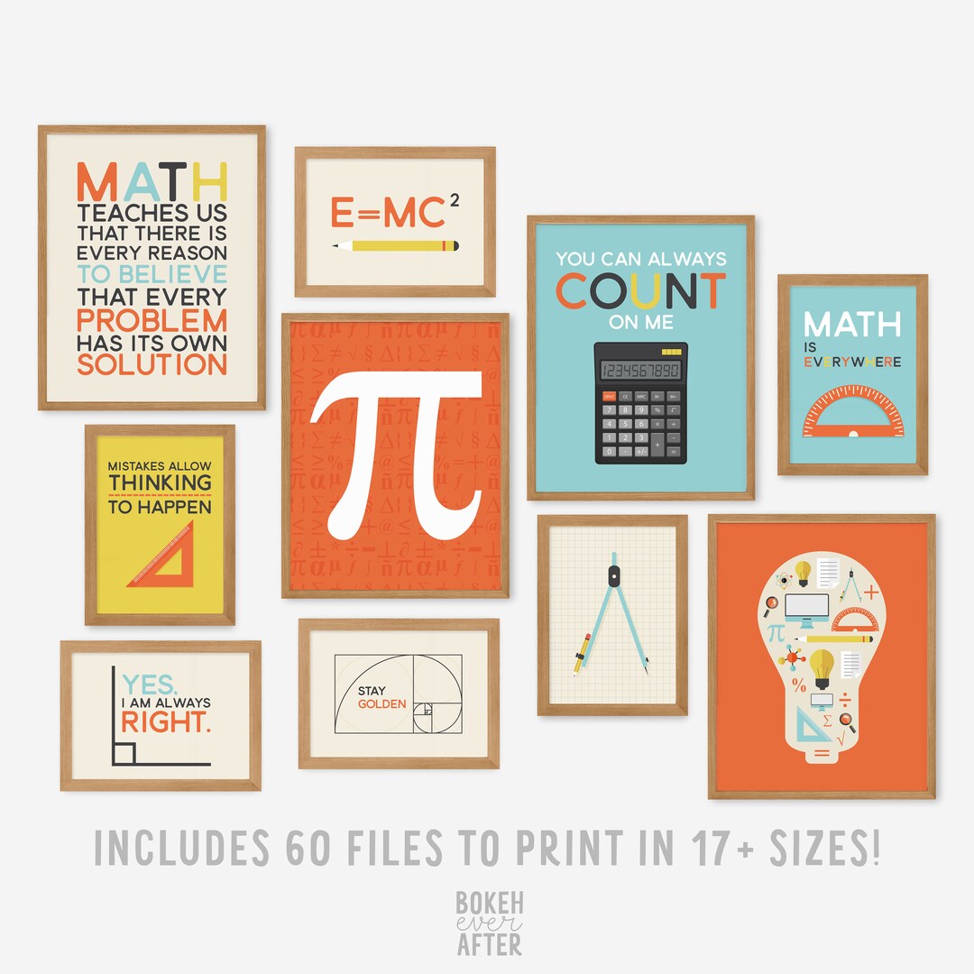 Math Classroom Poster Print Set of 10, Printable Gallery Wall Art, Stem ...