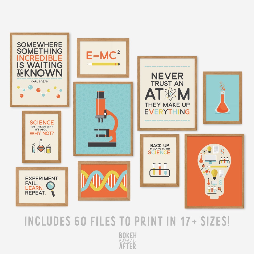 Science Classroom Poster Set, Printable Gallery Wall Art, Funny Stem ...