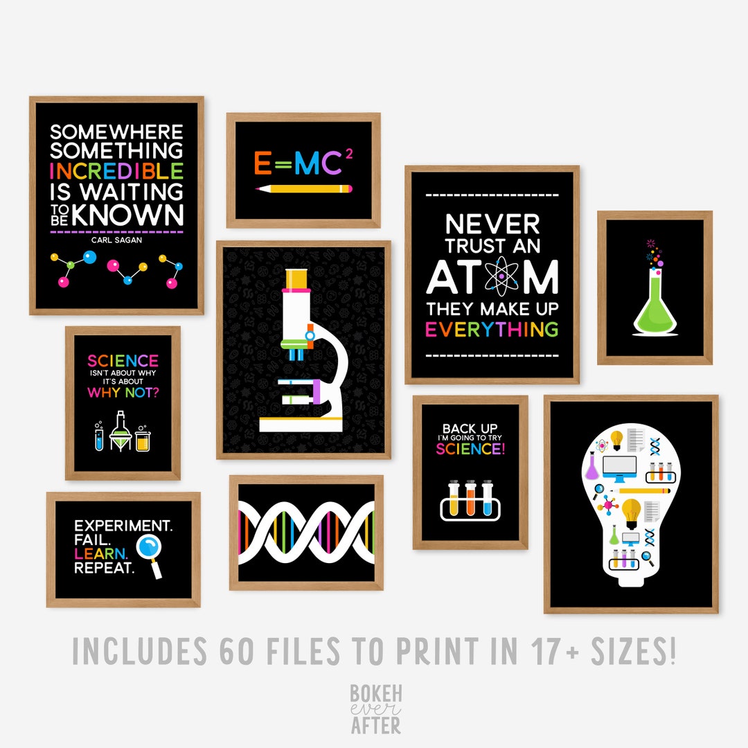 Science Classroom Poster Set, Printable Gallery Wall Art, Funny Stem ...