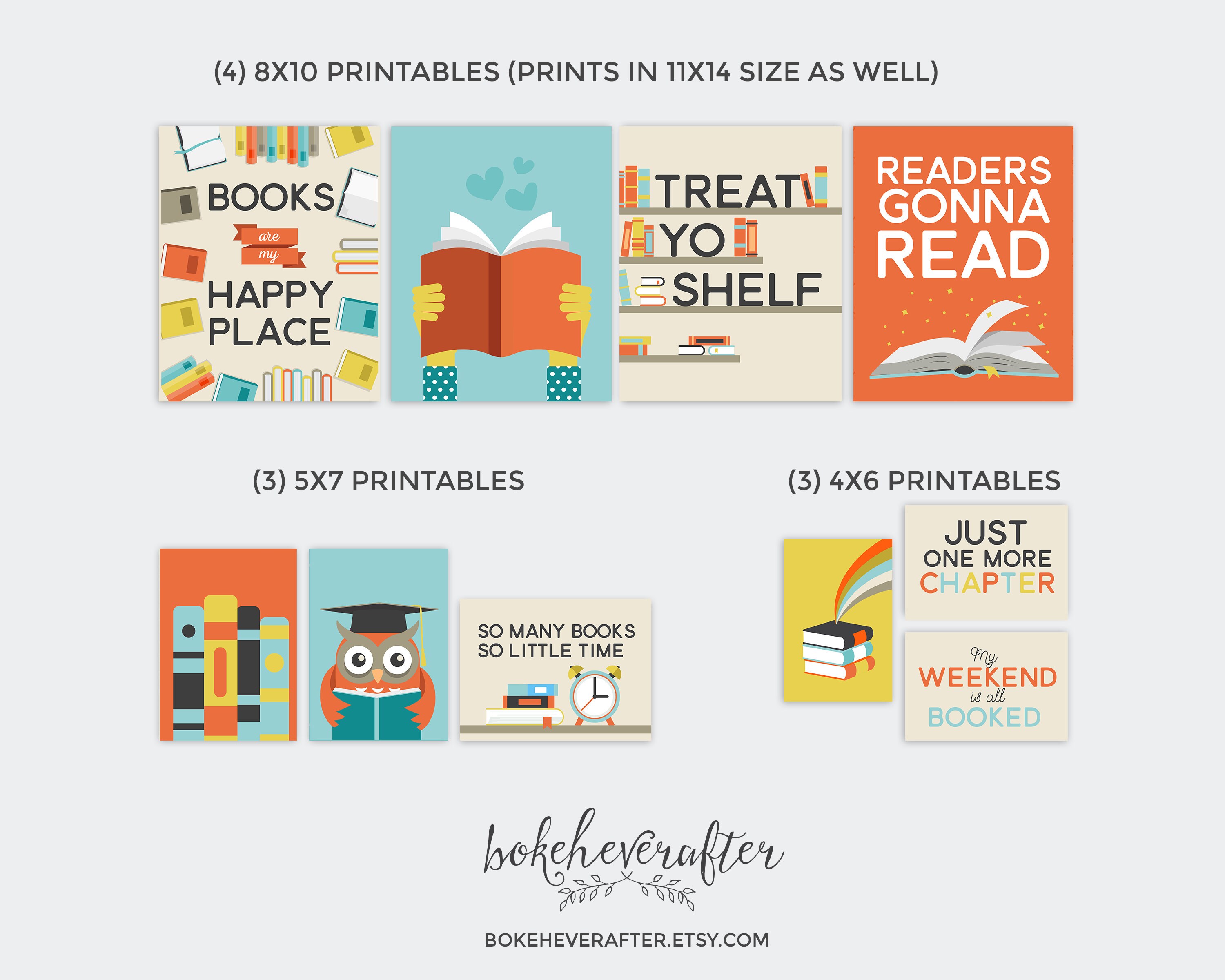 Reading Printable Set Nursery Printables Books Gallery Wall - Etsy