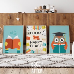 Reading Classroom Poster Set, Printable Gallery Wall Art, Book Pun ...