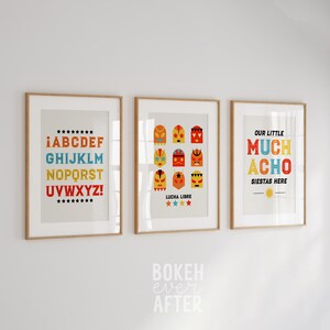 Luchador Nursery Printables, Primary Colors Mexican Wrestler Modern Kids Room Poster Set ...