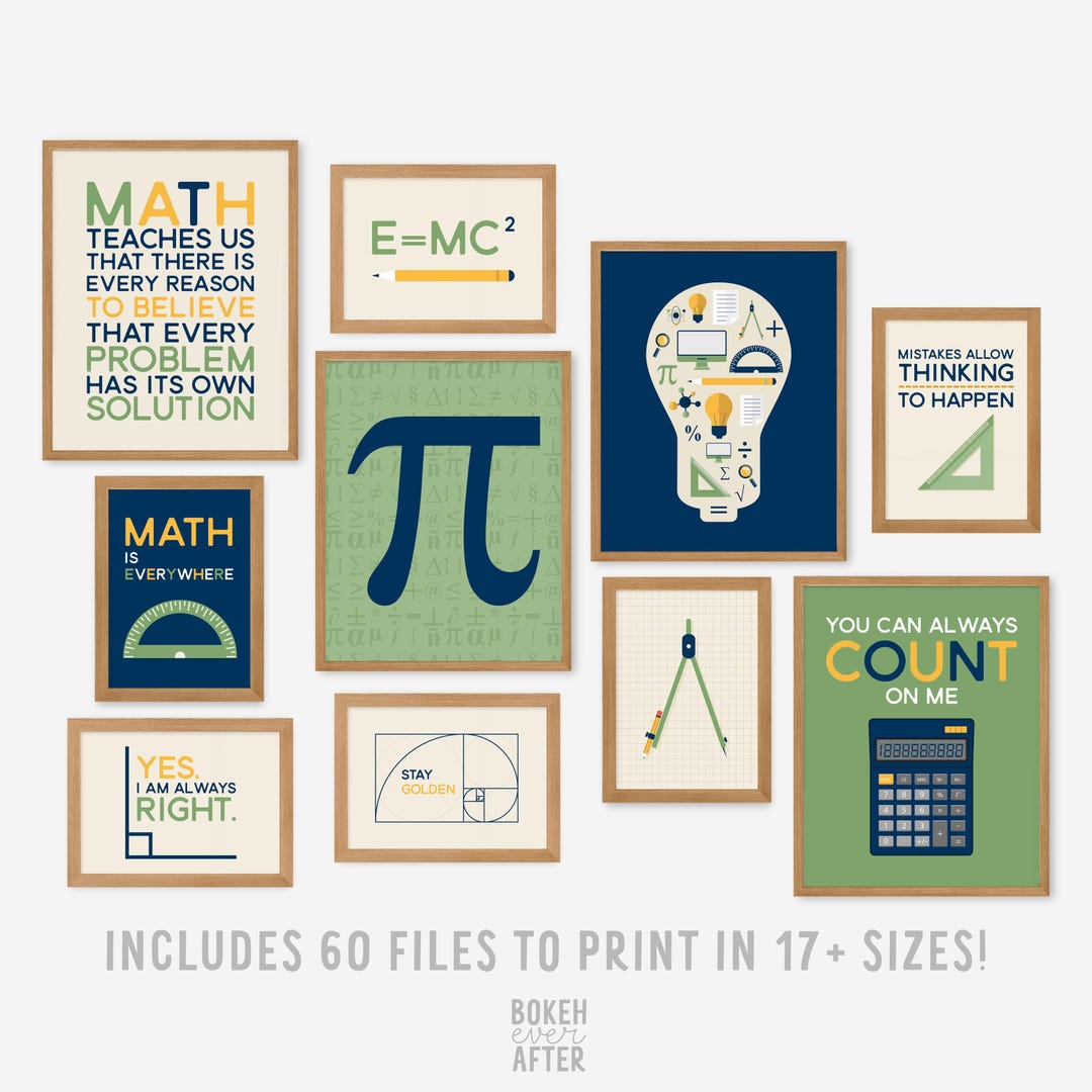 Math Classroom Poster Prints Set of 10, Printable Gallery Wall Art ...