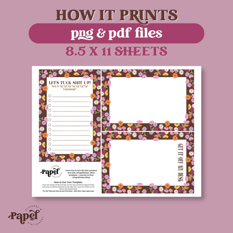 Eras Piano Flowers Notepad Printable | 4x6 Floral Desk Pad (PNG PDF ...