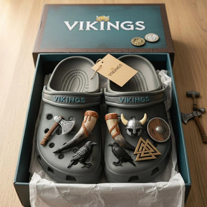 Viking Warrior Clog Charms Set, Raven Ax Horn Shoe Jibbitz, Norse ...