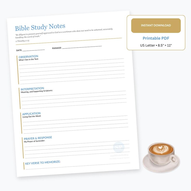 Bible Study Notes Printable | Scripture Study Guide | Observation ...