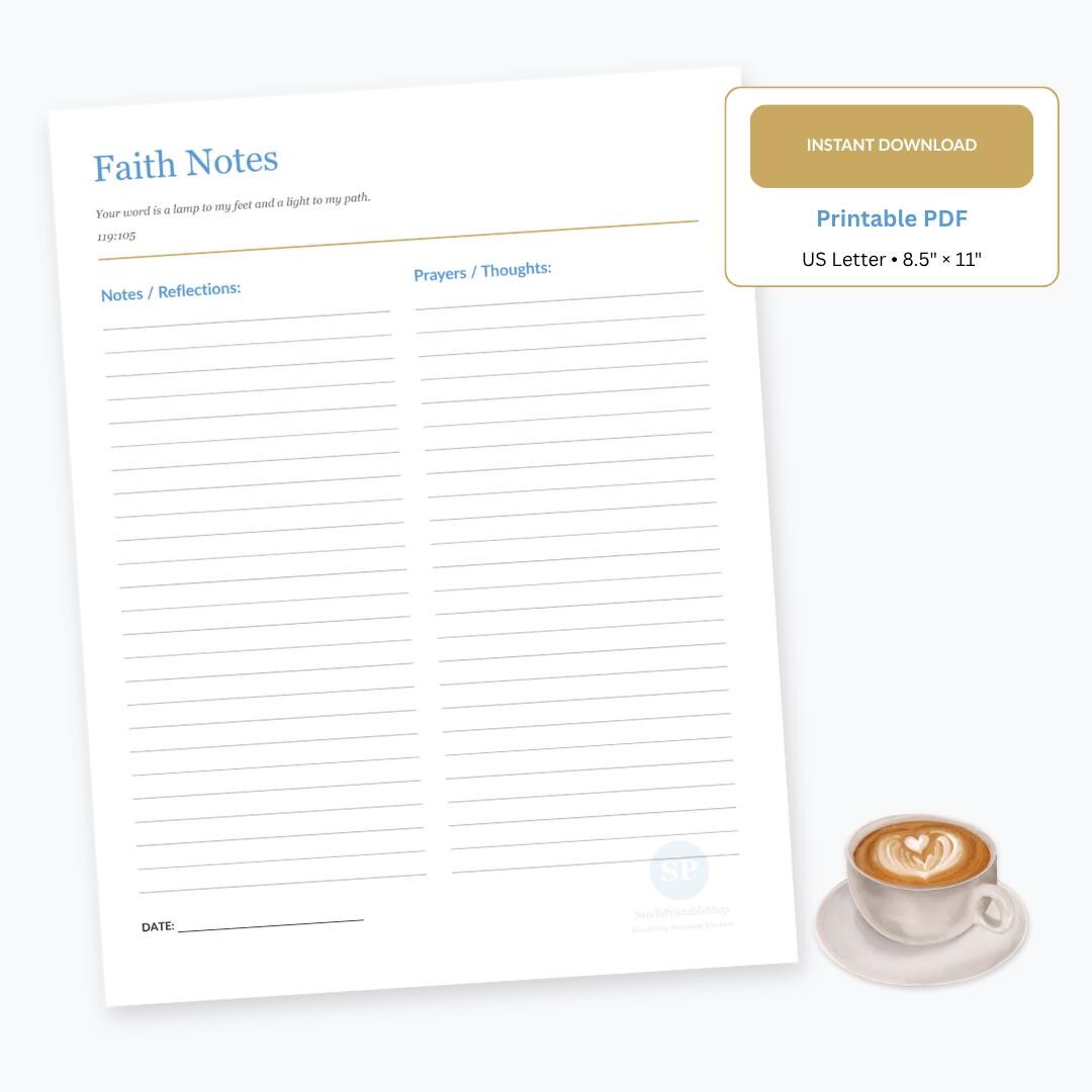 Faith Notes Printable Journal Page | Christian Notes Template ...