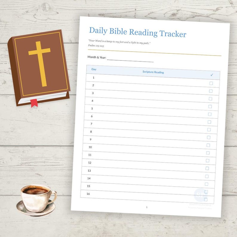 Daily Bible Reading Tracker Printable | Monthly Scripture Log ...
