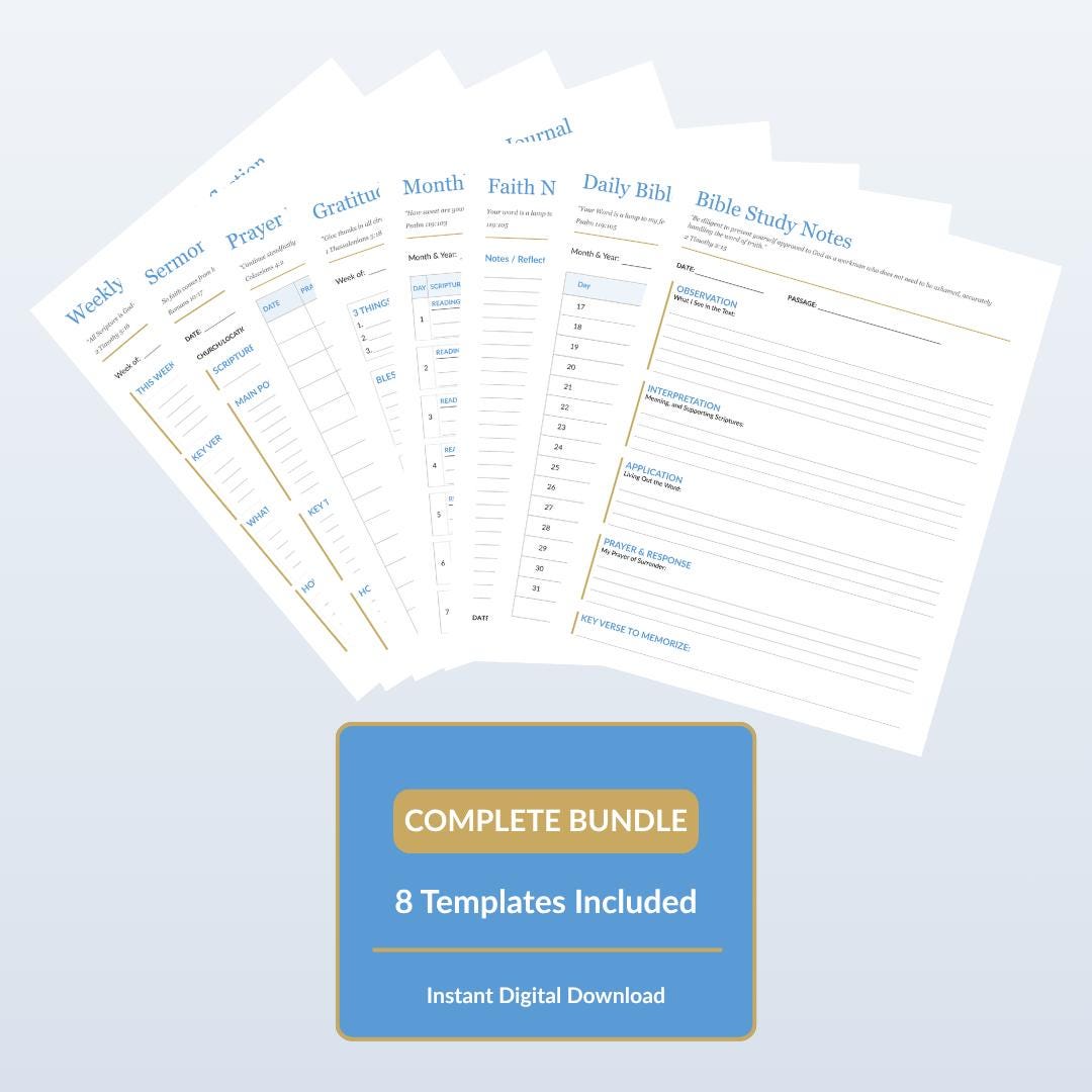 Faith Journal Bundle Printable PDF | Complete Christian Planner Set ...