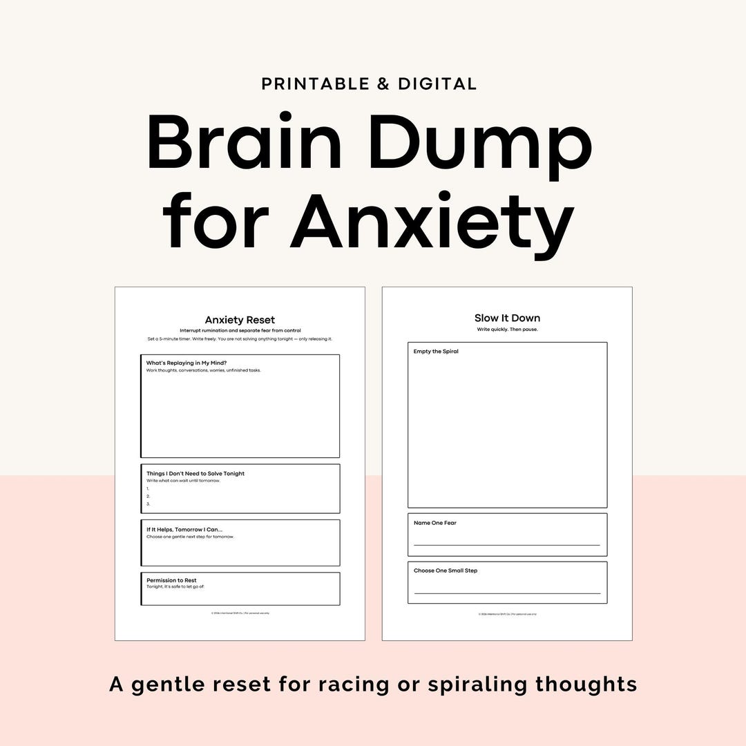 Brain Dump for Anxiety & Overthinking | ADHD Worry Reset Worksheet ...