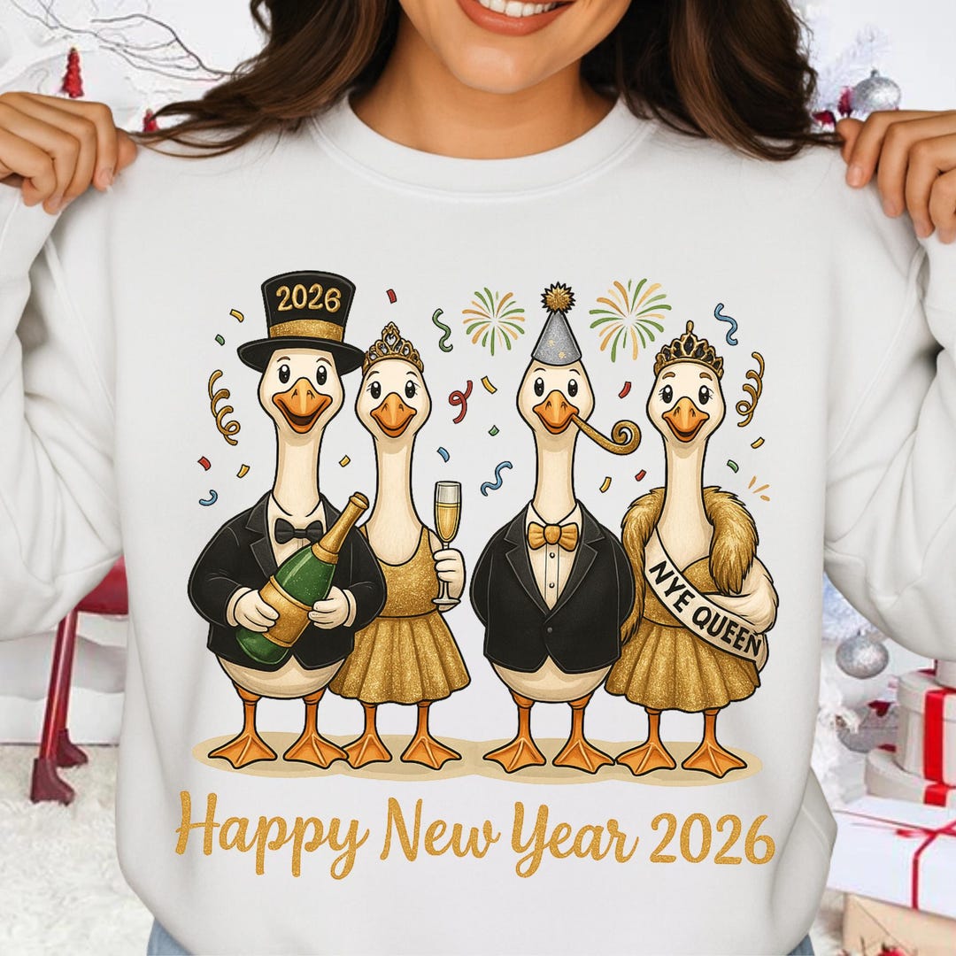 Goose New Year 2026 PNG, Funny Goose Family Clipart, NYE Queen Party ...