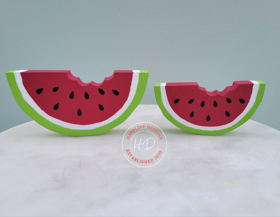 Wooden Bitten Watermelon Half Slice/2 Sizes/ Wooden Fruit/tier Tray ...