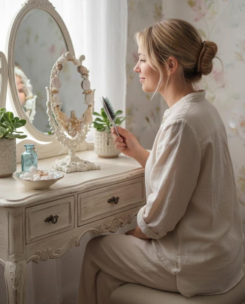 Handmade Seashell Mermaid Vanity Mirror, 360 Rotating Mirror ...