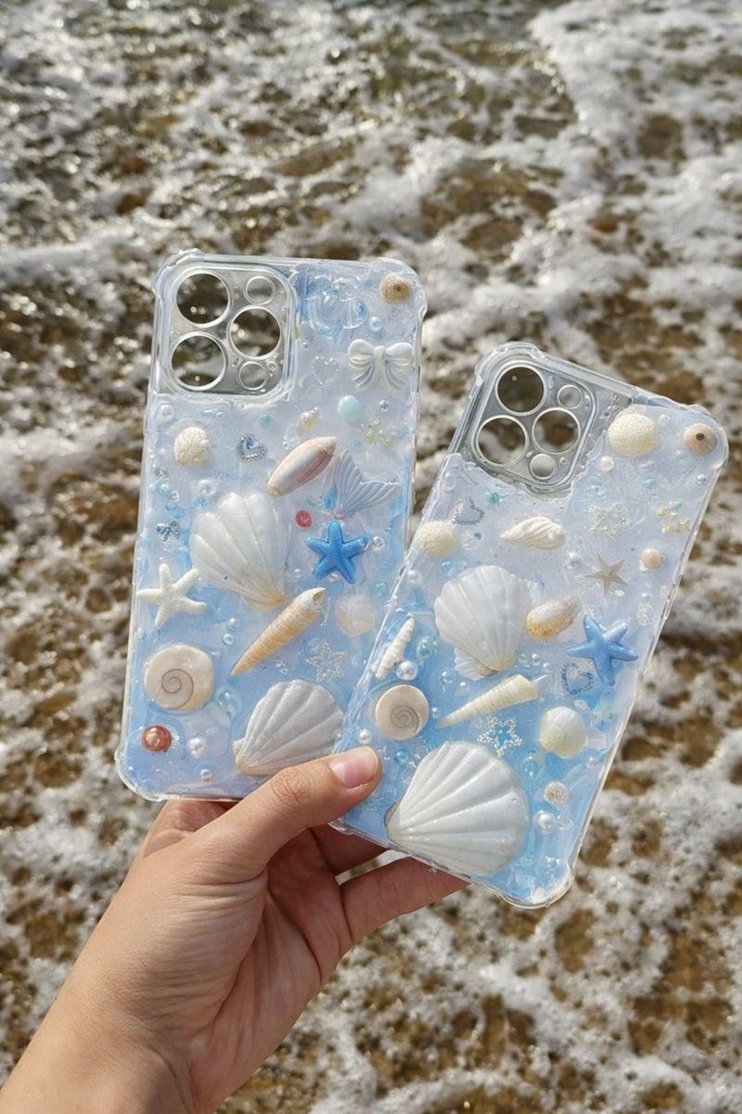 Mermaid Vanity Mirror- Custom Seashell Phone Case – Handmade 3D Ocean ...