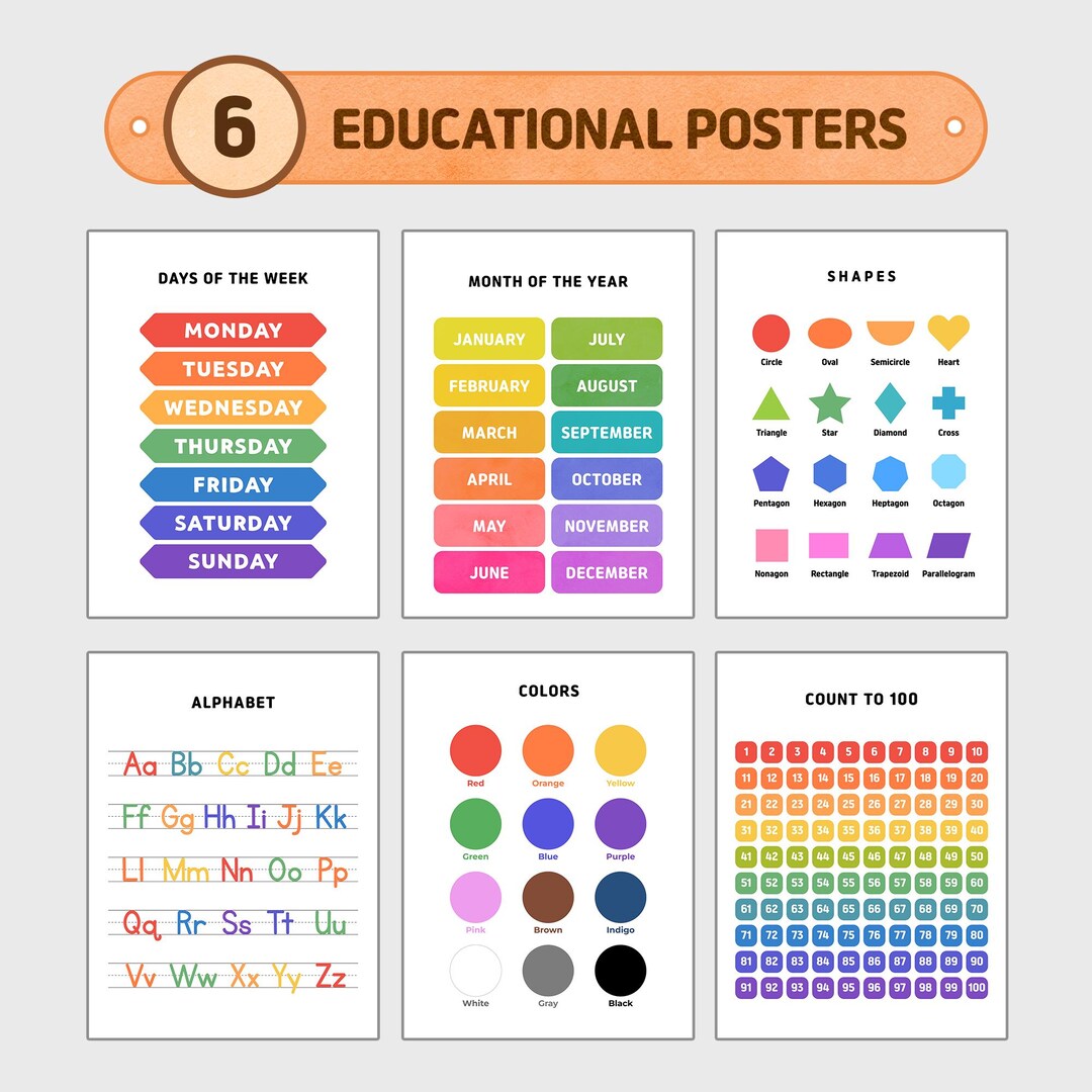 Printable Educational Posters for Kids Preschool Learning Wall Art ...