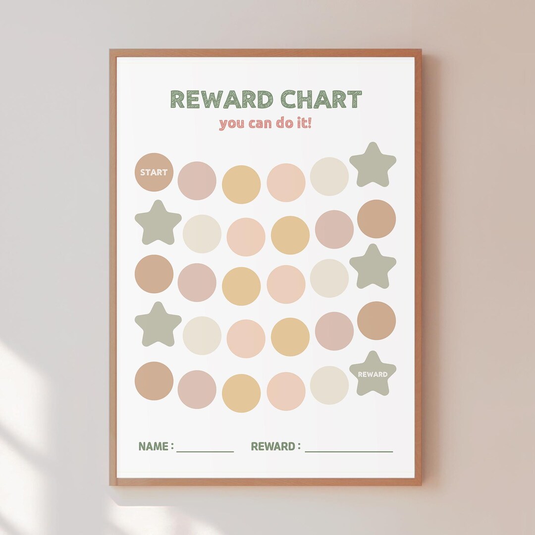 Neutral Reward Chart for Kids, Toddlers | Earth Tone Behavior Tracker ...