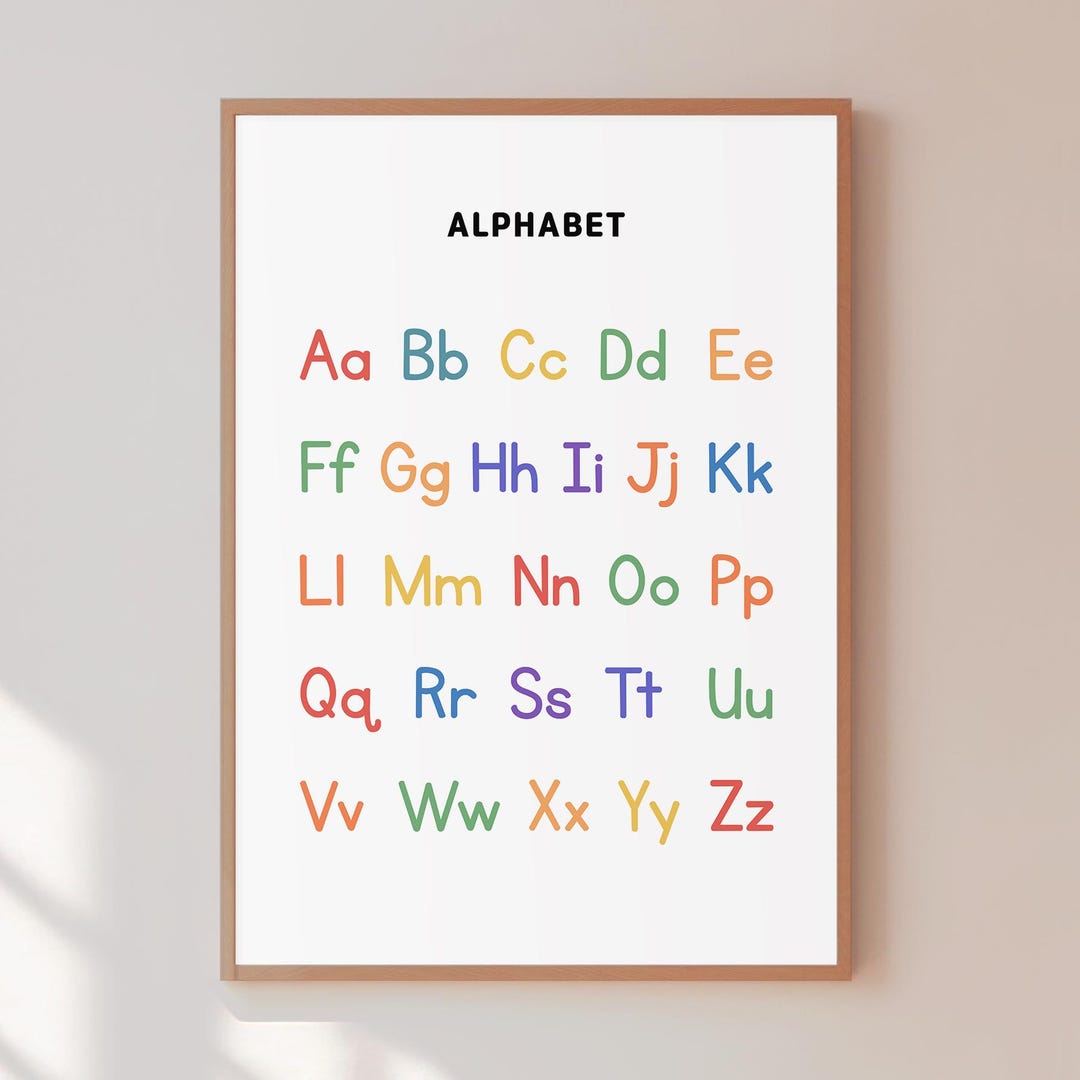 Alphabet Wall Art ABC Poster for Kids Nursery Learning Printable - Etsy