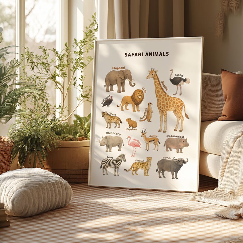 Watercolor Animal Posters Set: Montessori Nursery Art (digital Download ...