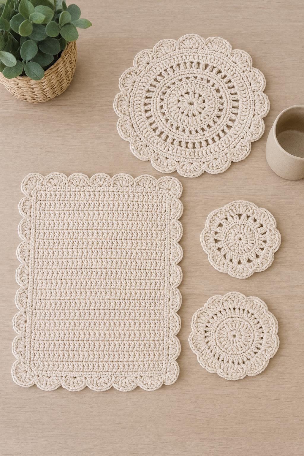 Boho Crochet Table Set Pattern – Placemat, Coaster, Centerpiece (PDF ...