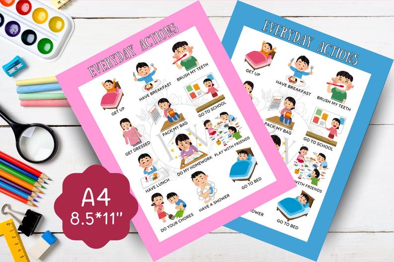 Kids Daily Routine Chart, Visual Schedule, Educational Poster (digital ...